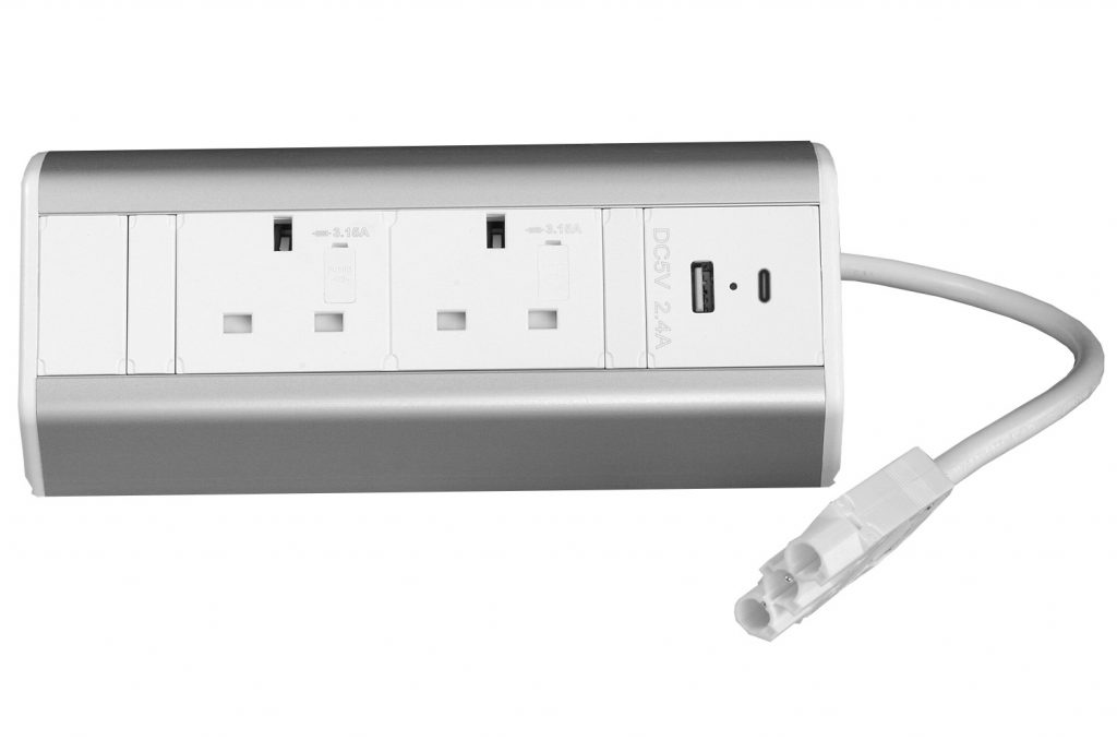 PBlock Desk Power 2-Fused Sockets, USB A+C Charger (in Black, White ...