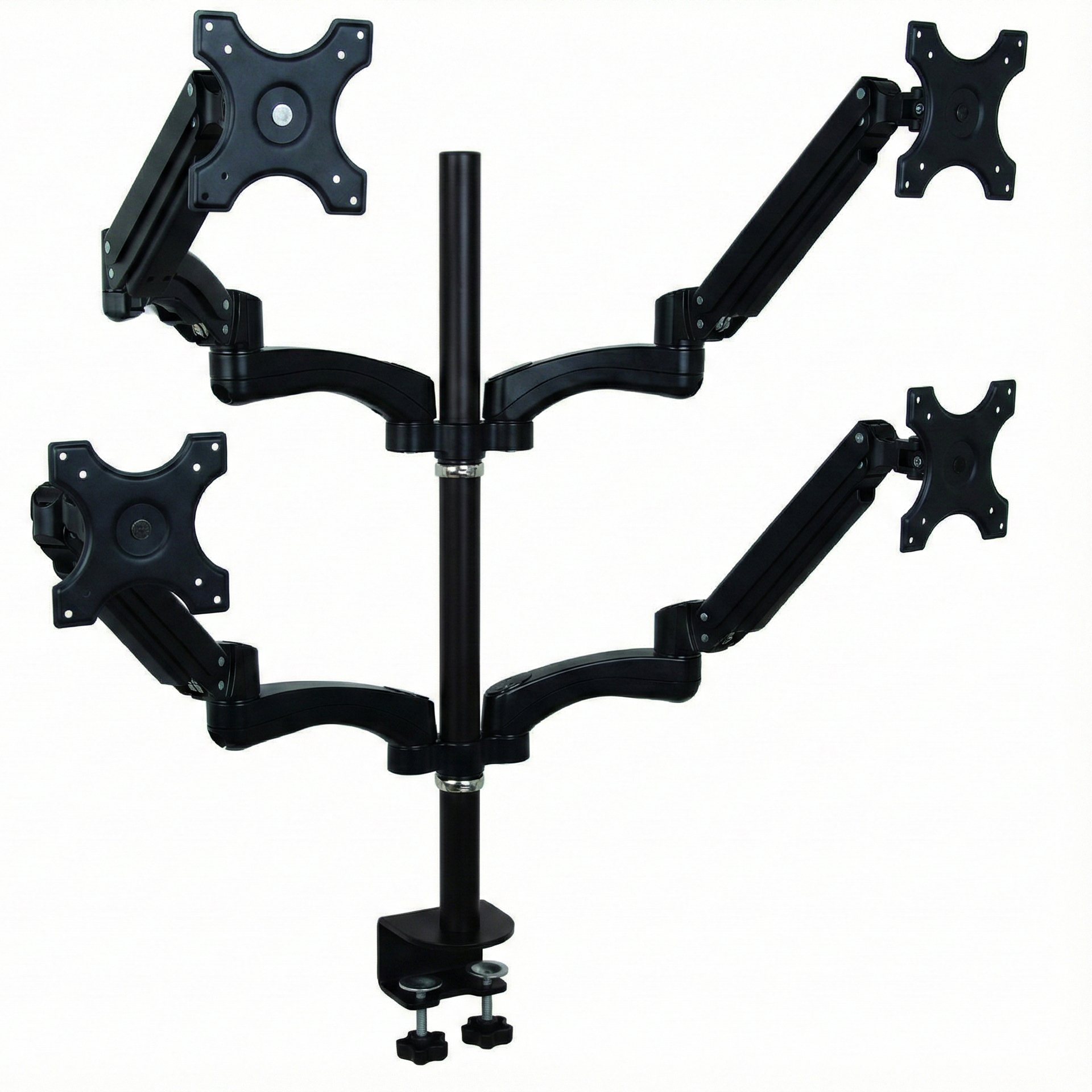 Velaro Quad – 4-Screen Gas Spring Monitor Arm Stand – Black
